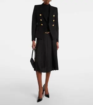 Balmain Chain-detail Pleated Midi Skirt