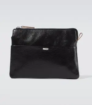 Our Legacy Supporter Leather Pouch With Strap - Black