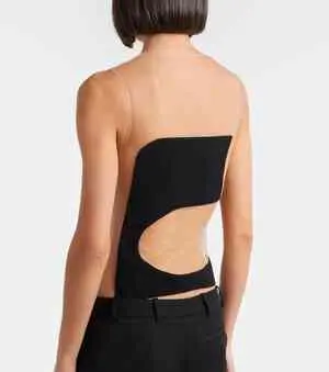COURREGES Satin And Tulle Bodysuit