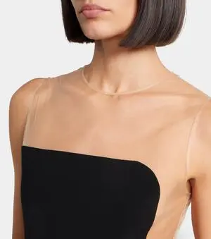 COURREGES Satin And Tulle Bodysuit
