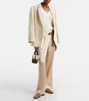 Brunello Cucinelli Perforated Leather Penny Loafers - Beige