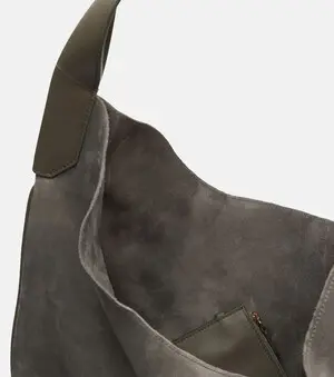 Victoria Beckham Soft Plié Suede Shoulder Bag - Grey
