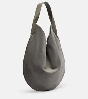 Victoria Beckham Soft Plié Suede Shoulder Bag - Grey