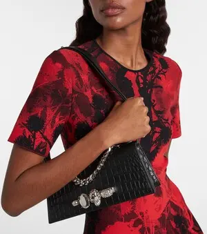 Alexander McQueen Jewelled Mini Leather Shoulder Bag