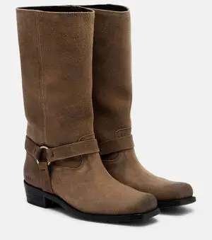 GOLDEN GOOSE Suede Biker Boots - Brown