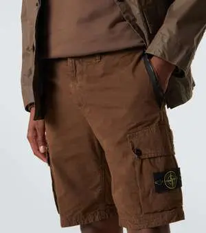 Stone Island Compass Cotton Canvas Cargo Shorts