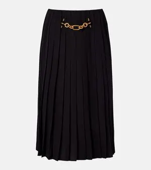 Balmain Chain-detail Pleated Midi Skirt