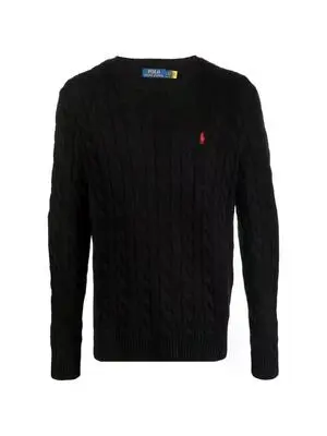 Polo Ralph Lauren Cable-knit Logo-detail Sweater - Black