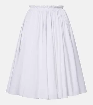 Ami Corolla Gathered Cotton Midi Skirt - White