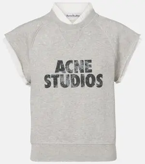 Acne Studios Layered Logo Cotton Fleece Vest - Grey