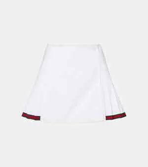 Gucci Web Stripe Cotton Poplin Miniskirt - White