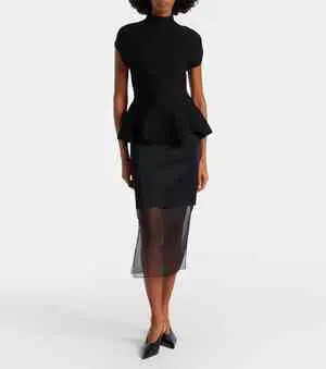 Khaite Sybil Layered Midi Skirt - Black
