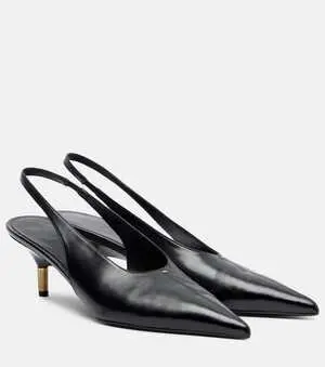 Khaite Bella 55 Leather Slingback Pumps - Black
