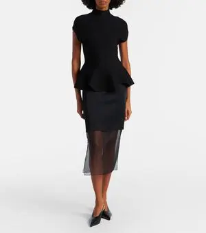 Khaite Sybil Layered Midi Skirt - Black