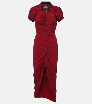 VIVIENNE WESTWOOD Pulling Cotton Jacquard Midi Dress - Red
