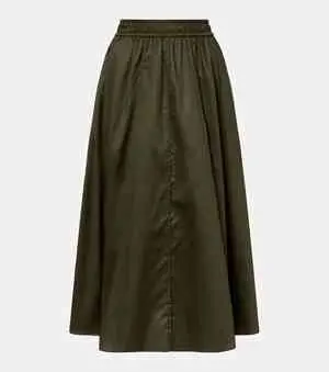 JOSEPH Manar Cotton Poplin Maxi Skirt - Green