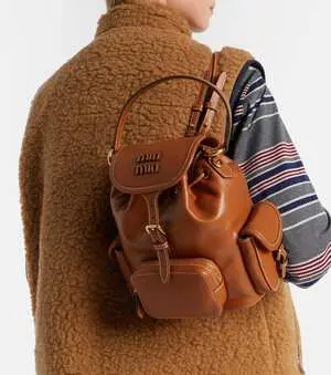 Miu Miu Logo Leather Backpack