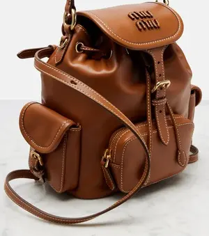 Miu Miu Logo Leather Backpack