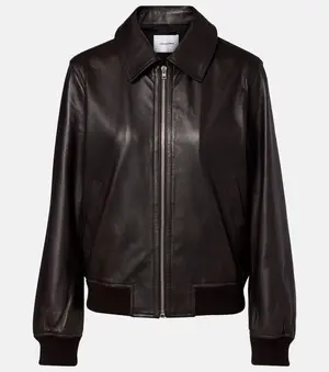 YVES SALOMON Hooded Leather Blouson Jacket - Brown