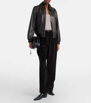 YVES SALOMON Leather Blouson Jacket - Brown