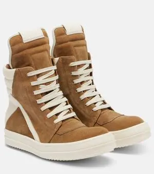 Rick Owens Geobasket Suede High-top Sneakers - Brown