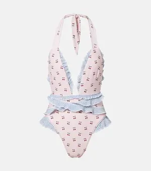 MONTCE Tropez Printed Ruffled Swimsuit - Pink