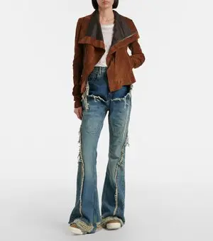 Rick Owens Silvered Distressed Flared Jeans