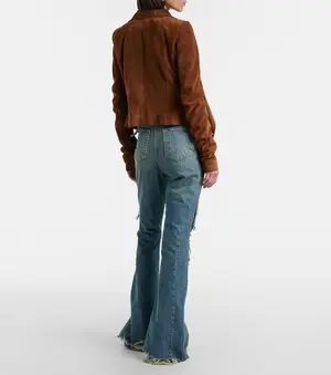 Rick Owens Silvered Distressed Flared Jeans