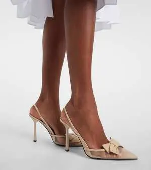 Prada Bow-detail Mesh Slingback Pumps