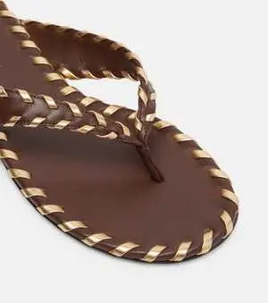 GIANVITO ROSSI Leather Thong Sandals - Brown