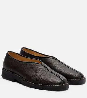 LEMAIRE Piped Leather Slip-on Shoes - Brown