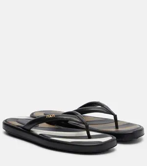 TOD'S Leather Thong Sandals - Black