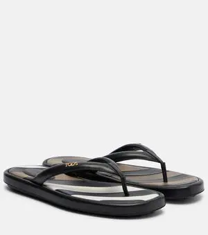 TOD'S Leather Thong Sandals - Black