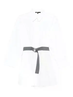 Maje Belted Cotton Mini Dress - White