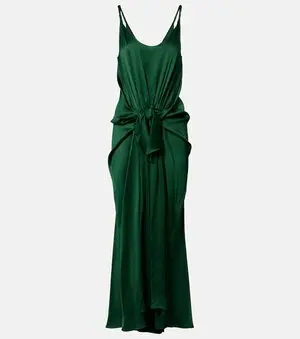 JW Anderson Gathered Silk Satin Midi Dress - Pink
