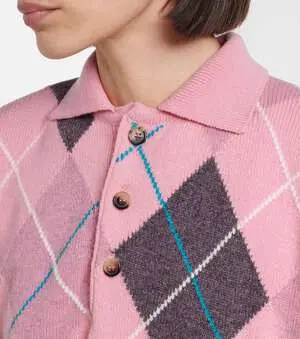 JW Anderson Argyle Wool Polo Sweater