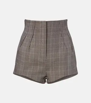 MUGLER Houndstooth Virgin Wool Shorts - Brown