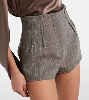 MUGLER Houndstooth Virgin Wool Shorts