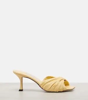 JIMMY CHOO Skye Twist Leather Mules - Yellow