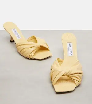 JIMMY CHOO Skye Twist Leather Mules - Yellow