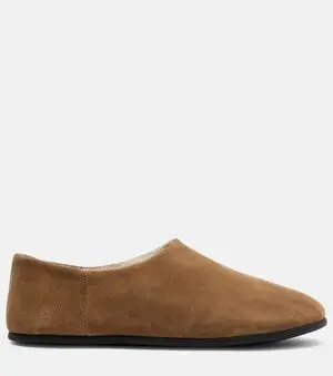CHRISTEN Big Bootie Shearling-trimmed Suede Slip-on Shoes