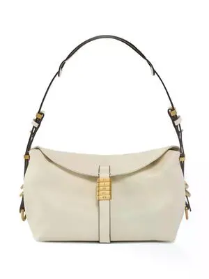 Pinko Leather Shoulder Bag With Logo Detail - Neutrals