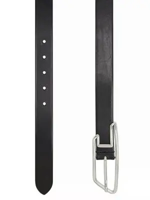 DIESEL® Logo-buckle Leather Belt - Black