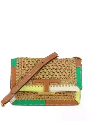TOD'S Woven-panel Shoulder Bag - Neutrals