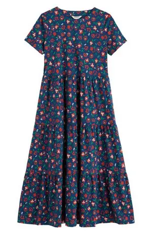 SEASALT CORNWALL Line Strokes Floral Organic Cotton Midi Dress