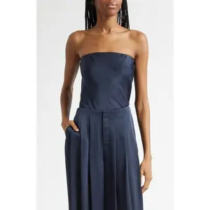 Ramy Brook Ruben Strapless Satin Bodysuit - Navy