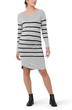 RIPE MATERNITY Valerie Tunic Dress With Contrast Stripes - Grey/black