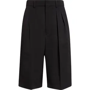Saint Laurent High Waist Wool Bermuda Shorts - Noir