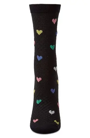 MEMOI Cotton Blend Crew Socks - Black