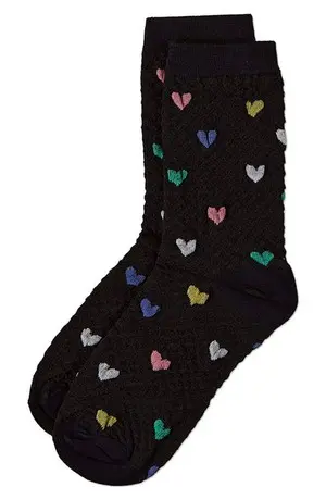 MEMOI Cotton Blend Crew Socks - Black